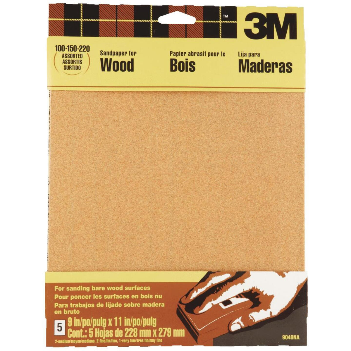 3M Bare Wood 9 In. x 11 In. 220/150/100 Grit Assorted Grade Sandpaper ...